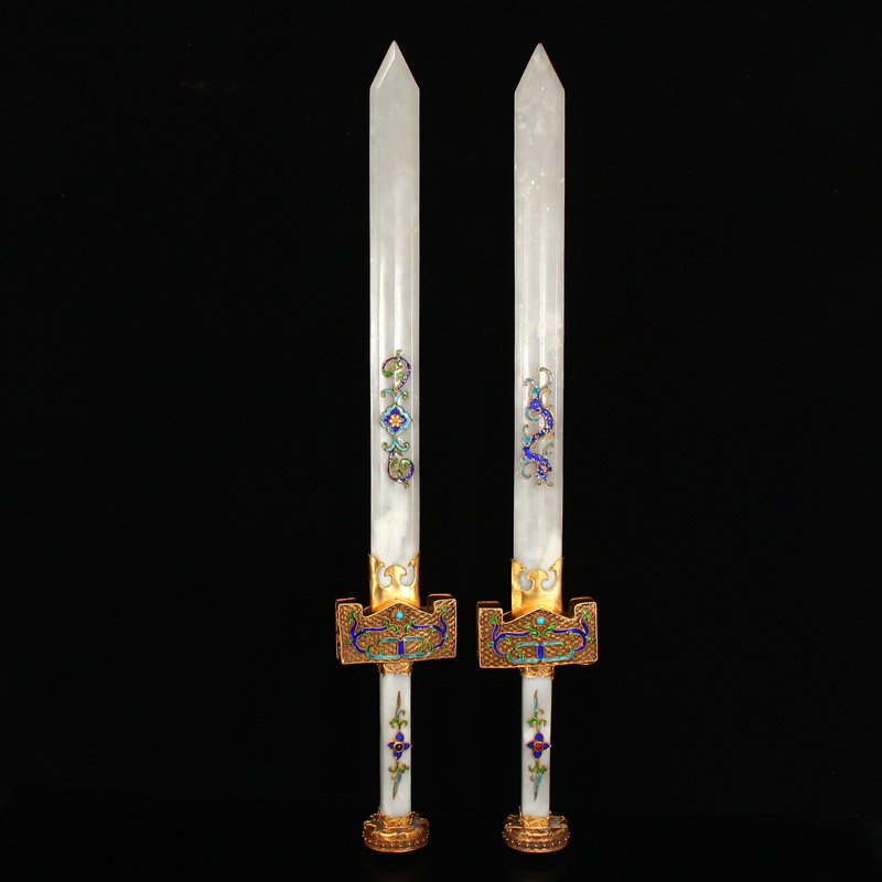 A Pair Chinese Gold Wire Enamel Inlay Hetian Jade Sword - Dec 31, 2018 ...