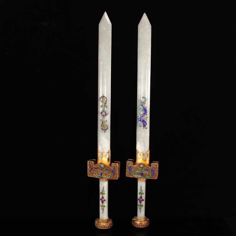 A Pair Chinese Gold Wire Enamel Inlay Hetian Jade Sword - Dec 31, 2018 ...