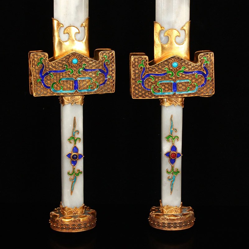 A Pair Chinese Gold Wire Enamel Inlay Hetian Jade Sword - Dec 31, 2018 ...