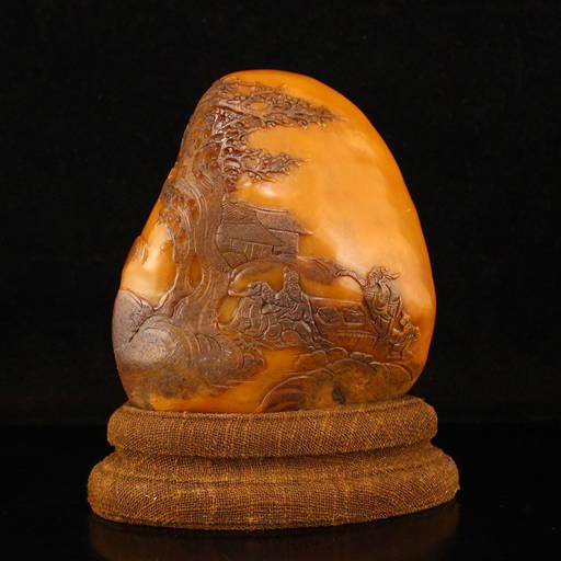 Shoushan Stone Low Relief Pine Tree & Figure Seal