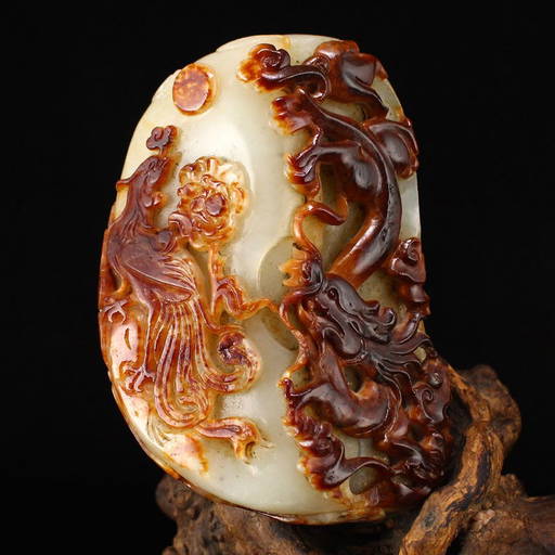 Superb Chinese Hetian Jade Dragon & Phoenix Statue (#0375) on Mar 20 ...