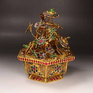 Superb Gold Wire Enamel Inlay Gem Three Sheep Pagoda Statue (#0039) on ...