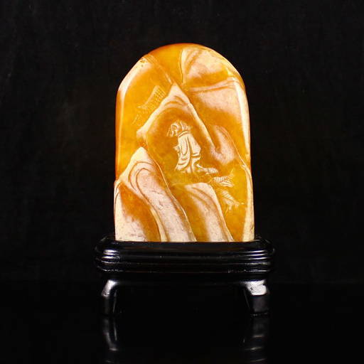 Chinese Shoushan Stone Low Relief Statue W Sage