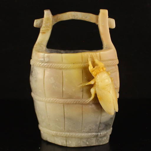 Chinese Shoushan Stone Bucket Statue
