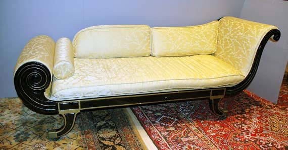 Regency Style Black Painted Recamier