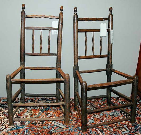 Pair Of Pilgrim Style Spindle Back Side Chairs