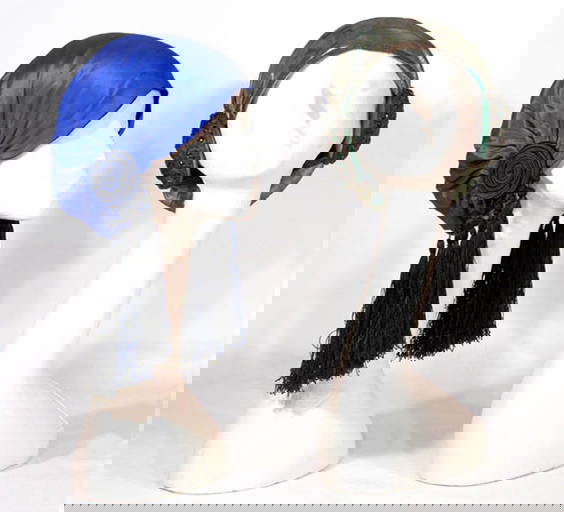 Two Woman's Draped Silk Orientalist Caps