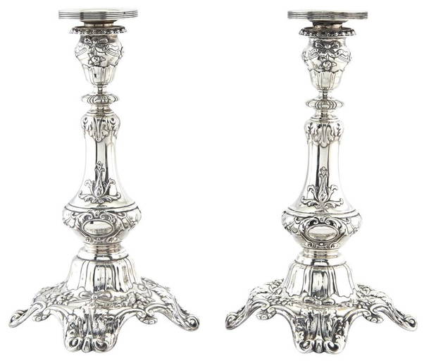 Pair Of Gorham Sterling Silver Candlesticks Early 20th