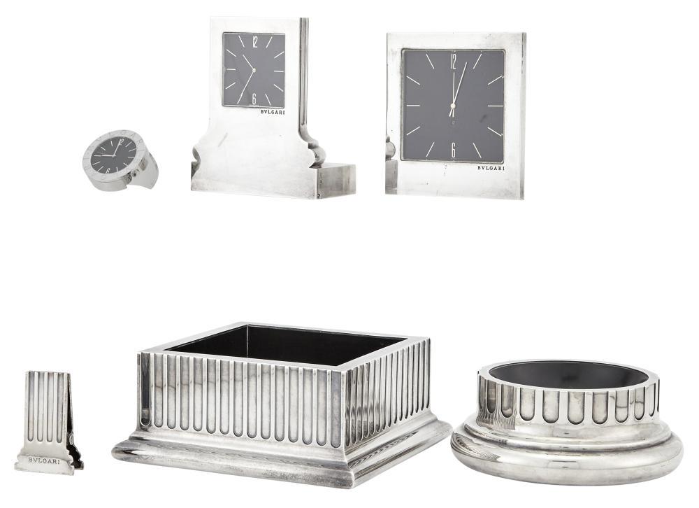 Five Bulgari Sterling Silver Desk Accessories; Together