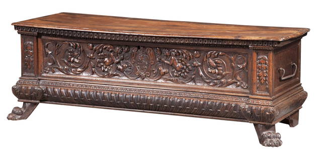 Italian Renaissance Walnut Cassone Antique