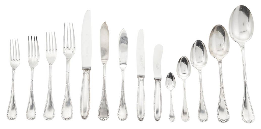Christofle Silver Plated Rubans Pattern Flatware (#0224) on Jan 26 ...