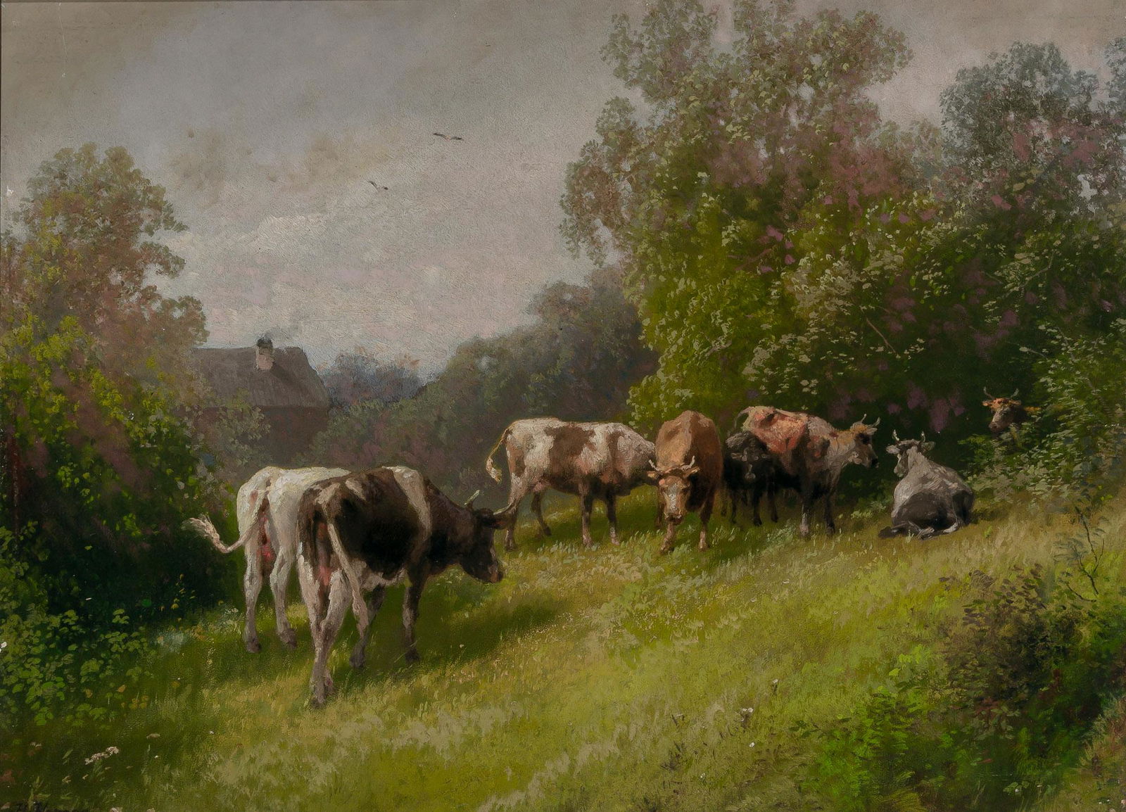Hermann Ottomar Herzog German/american, 1832 1932 Grazing Cows