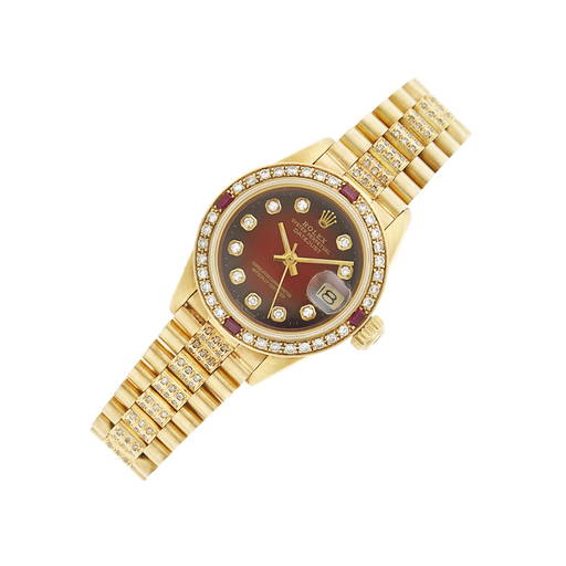 Rolex Gold, Ruby and Diamond 'Oyster Perpetual Datejust' Wristwatch ...