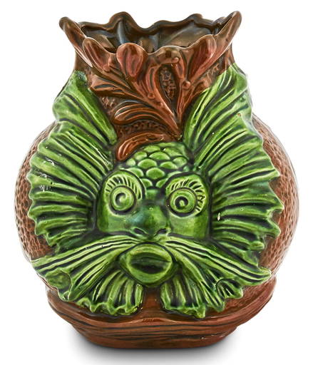William Ault & Co. Glazed Art Nouveau Ceramic Vase with Fish Masks ...