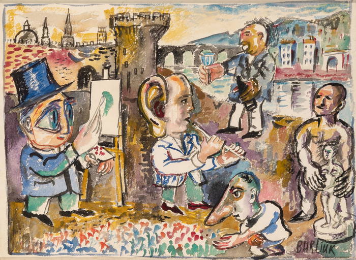 David Burliuk Ukrainian, 1882 1967 Artists And Musician Before A Castle ...