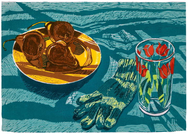 Janet Fish PEARS AND GLOVE (KRAMER 13) Color woodcut, framed (#2211) on ...