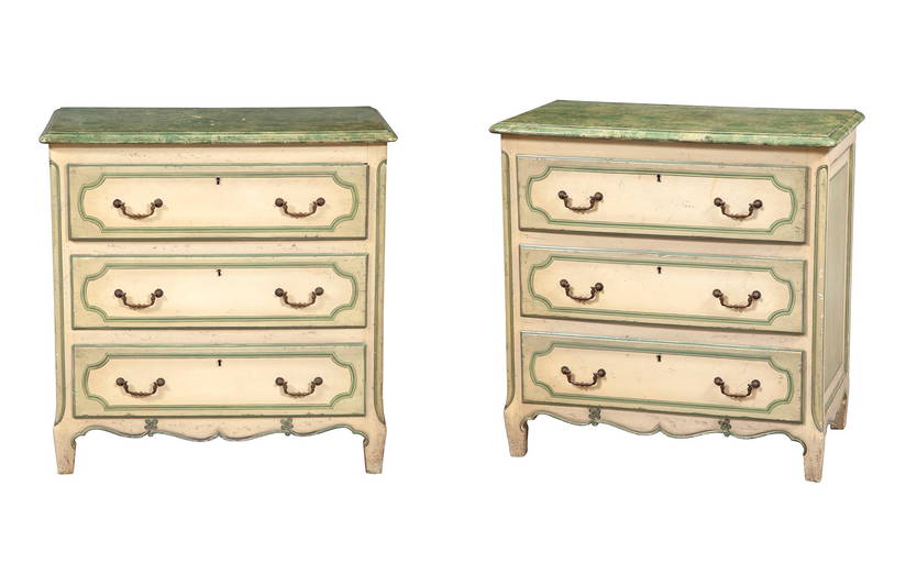 Pair of Louis XV Style Painted Commodes (#0271) on Dec 21, 2022 | Doyle ...