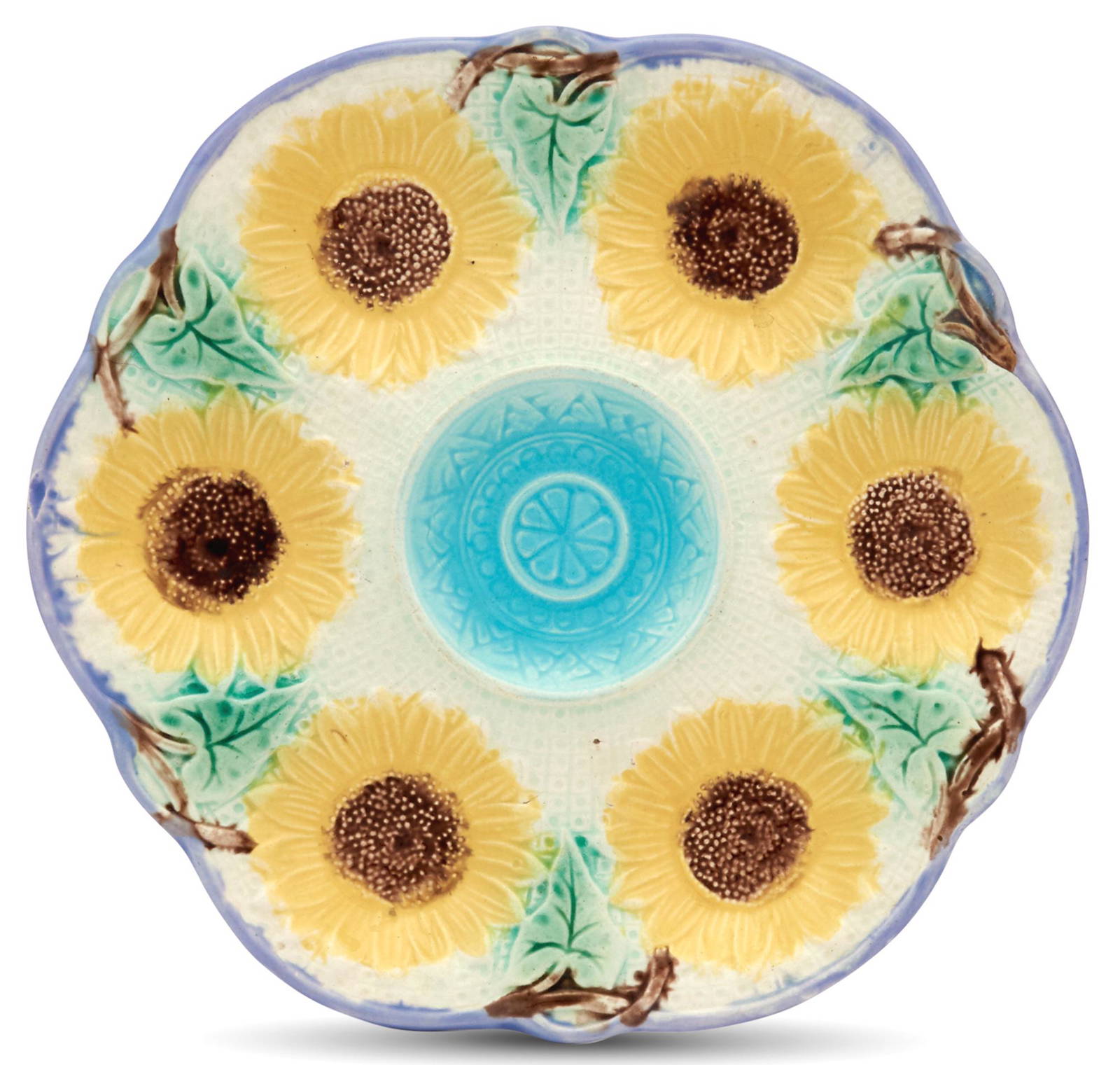 Samuel Lear Majolica Cream-Ground 'Sunflower' Oyster Plate Circa 1882 ...