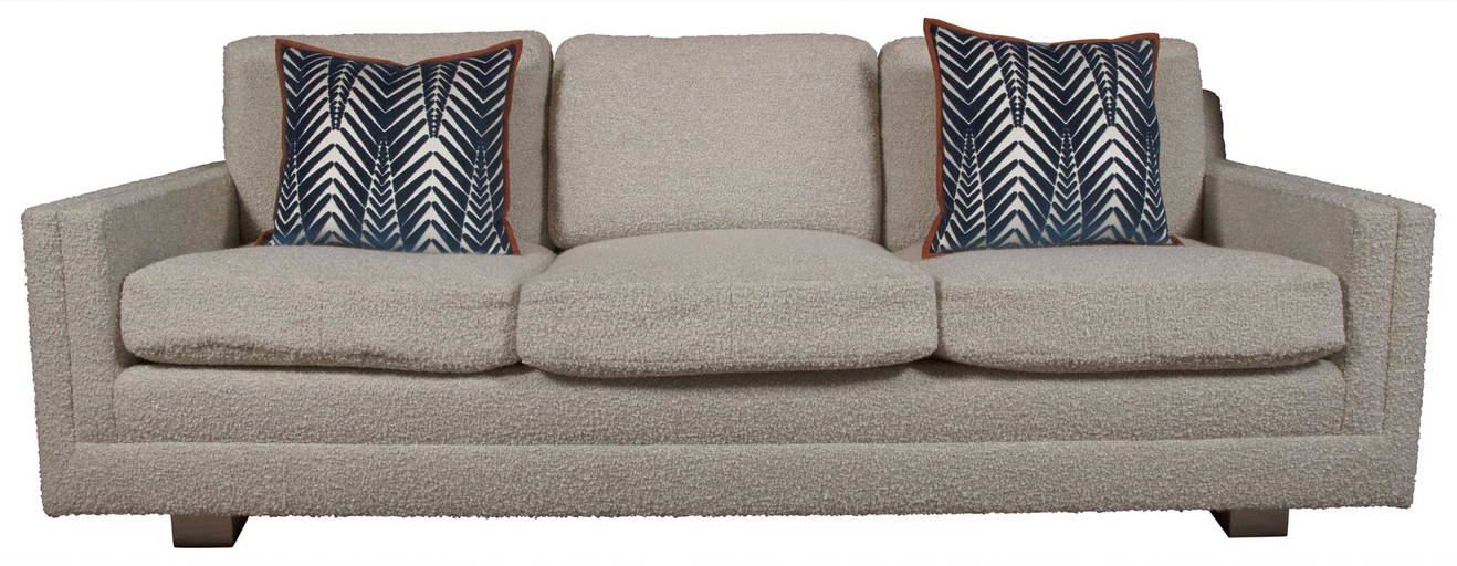 Jonas Cream Chenille/wool Upholstered Loose Cushion Sofa