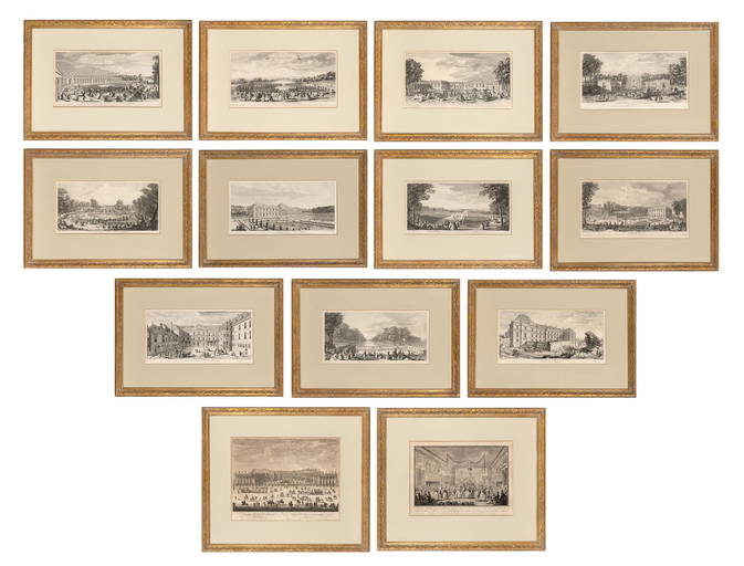 After Jacques Rigaud [versailles] Eleven Engravings, Framed; T/w Two ...