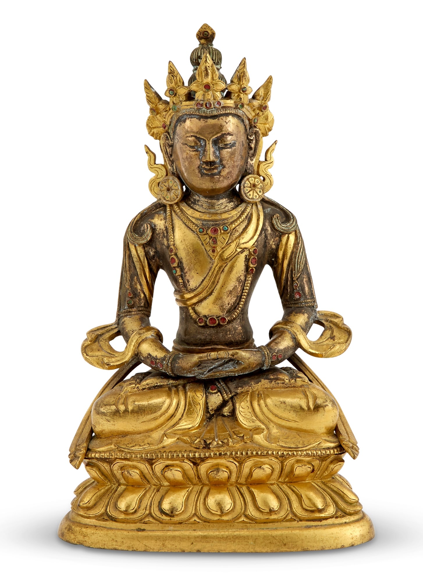 A Sino Tibetan Gilt Bronze Figure Of Amitayus 18th Century