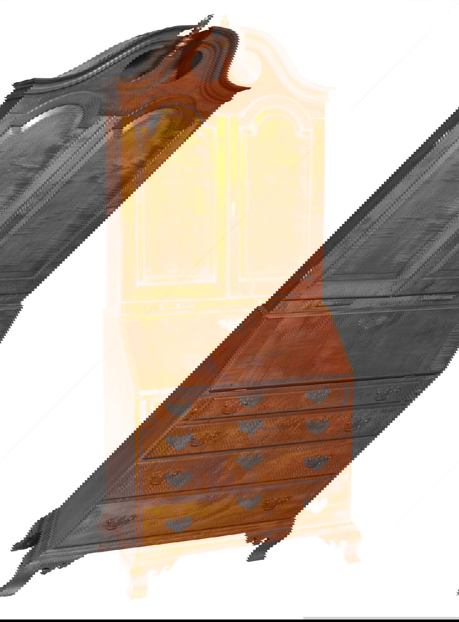 Chippendale Style Figured Maple Secretary Bookcase Auction