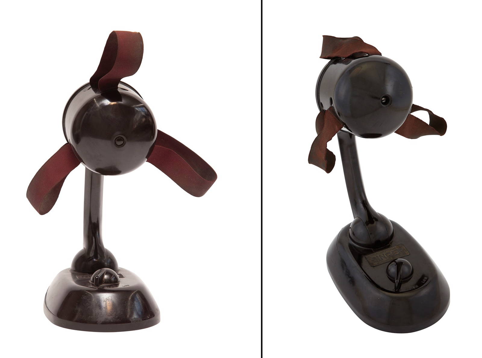Two Singer Bakelite, Fabric And Metal Ribonnaire Fans Later Issue Auction