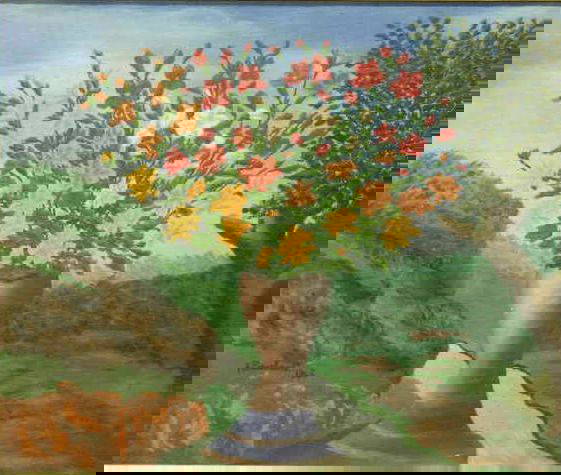 Andre Bauchant French, 1873 1953 Fleurs Et Paysage