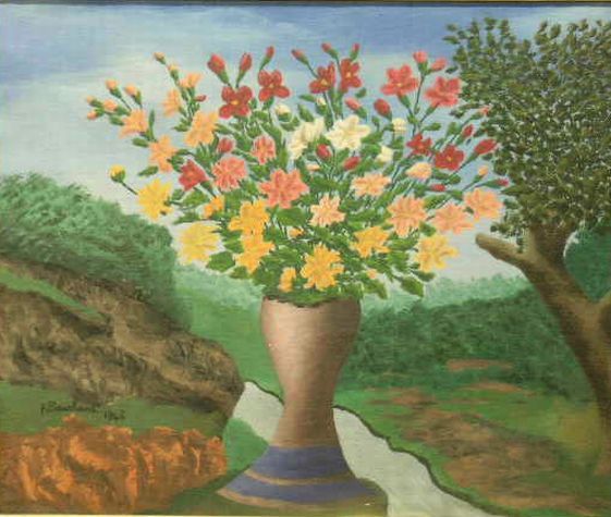 Andre Bauchant French, 1873 1953 Fleurs Et Paysage