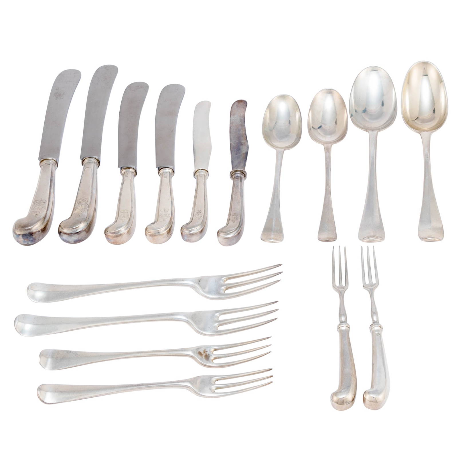 Assembled Georgian Sterling Silver "rattail" Pattern Flatware Service ...