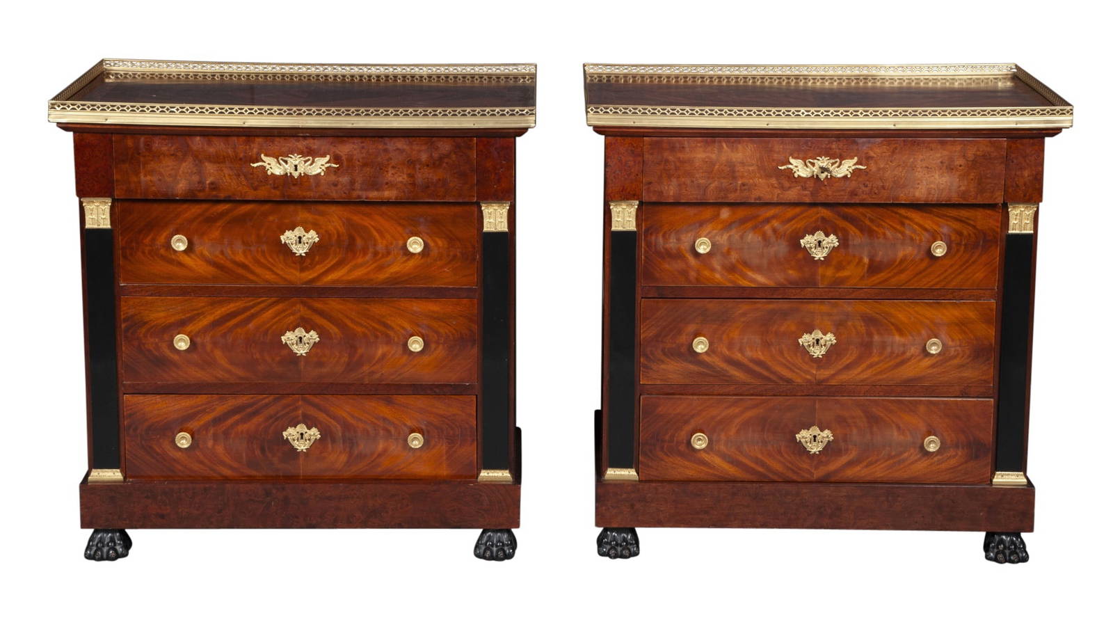 Pair Of Charles X Style Gilt-metal Mounted Mahogany Small Commodes Auction