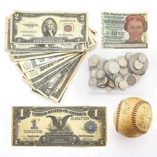 Signed Baseball, United States Coins And Currency