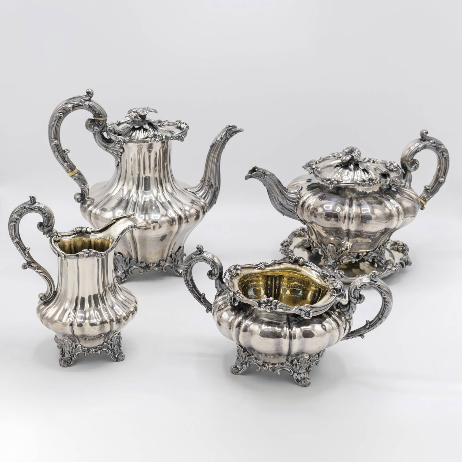 Victorian Five-piece Sterling Silver Tea And Coffee Service Bernard ...