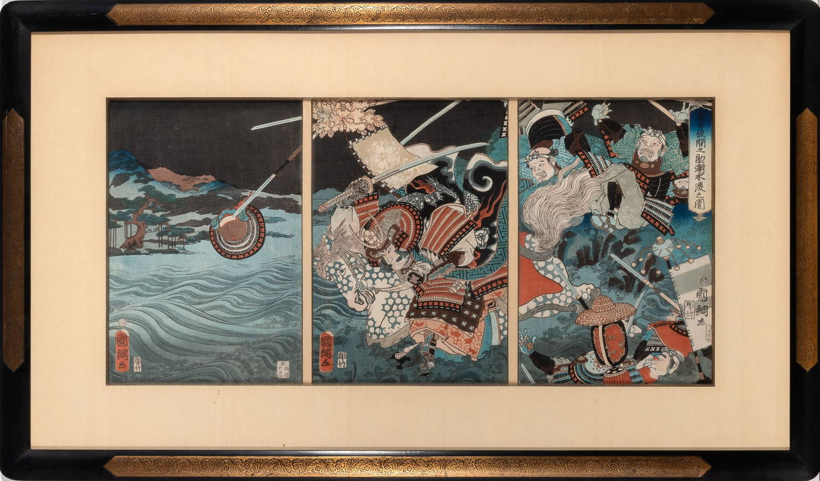 A Japanese Woodblock Triptych By Utagawa Kunitsuna 19th Century Auction