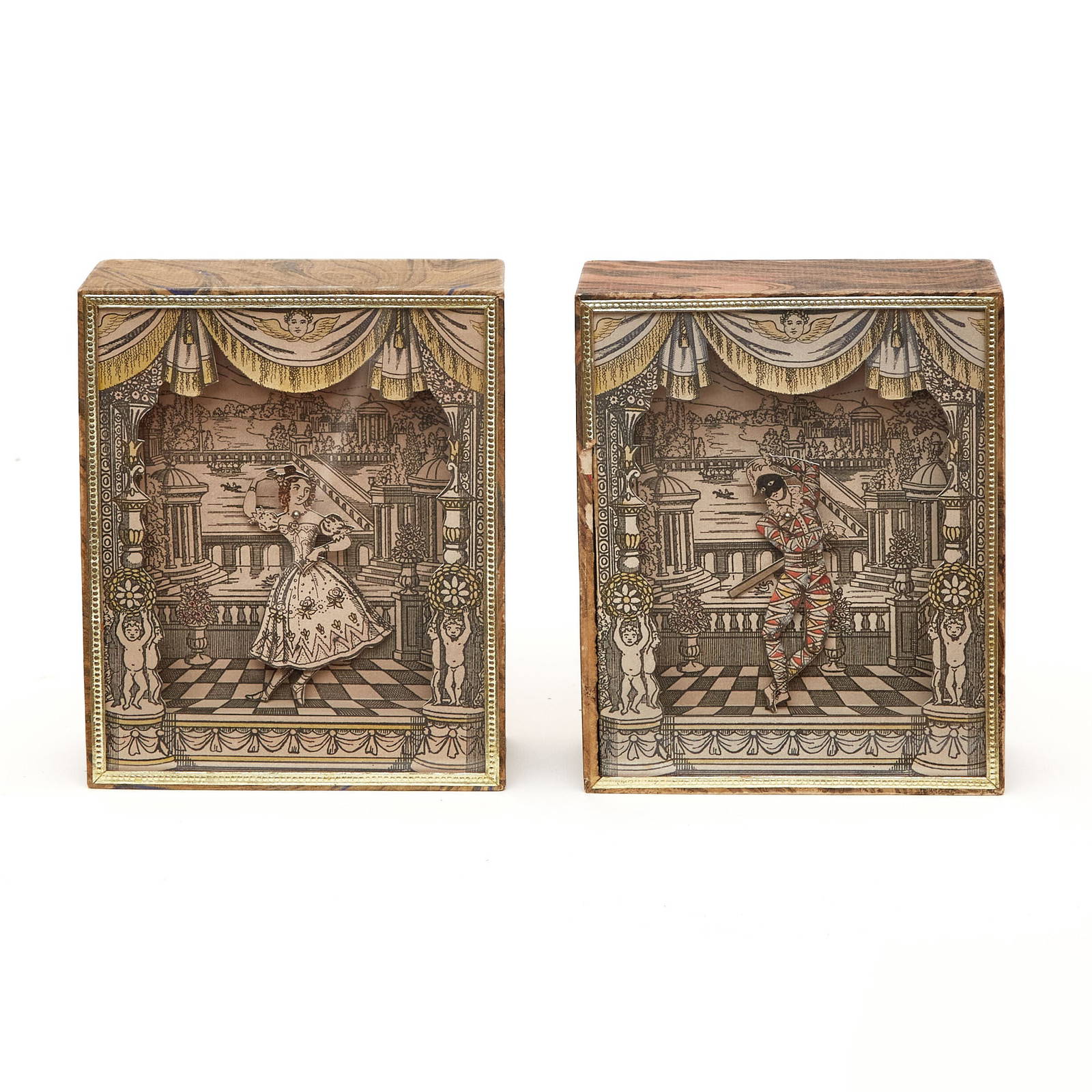 Pair Of Boutique Fantastique Automaton Boxes Of Harlequin And Columbine ...