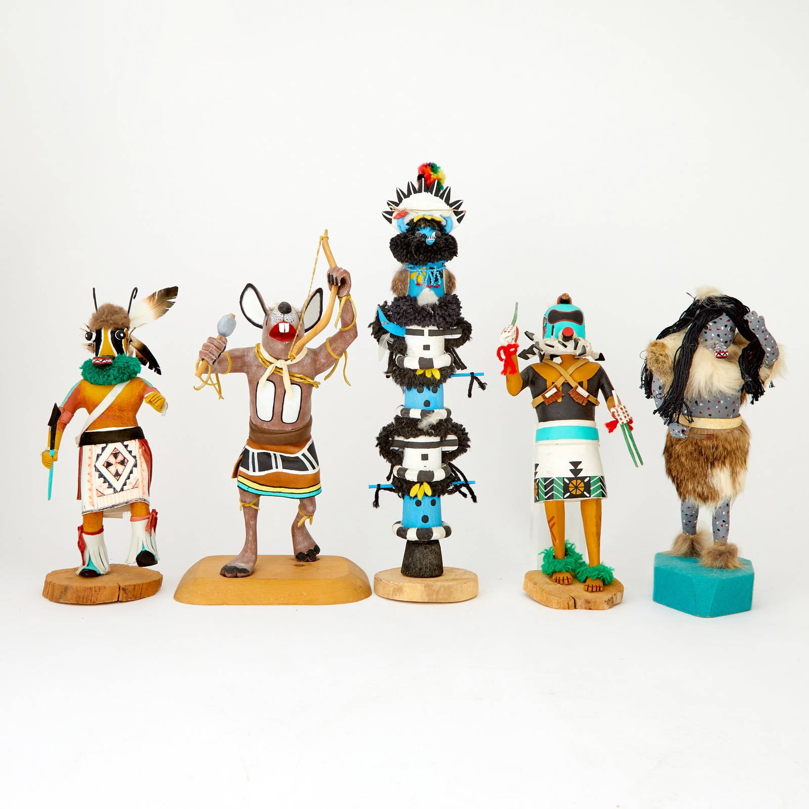 Group Of Five Pueblo Kachinas 20th Century Auction