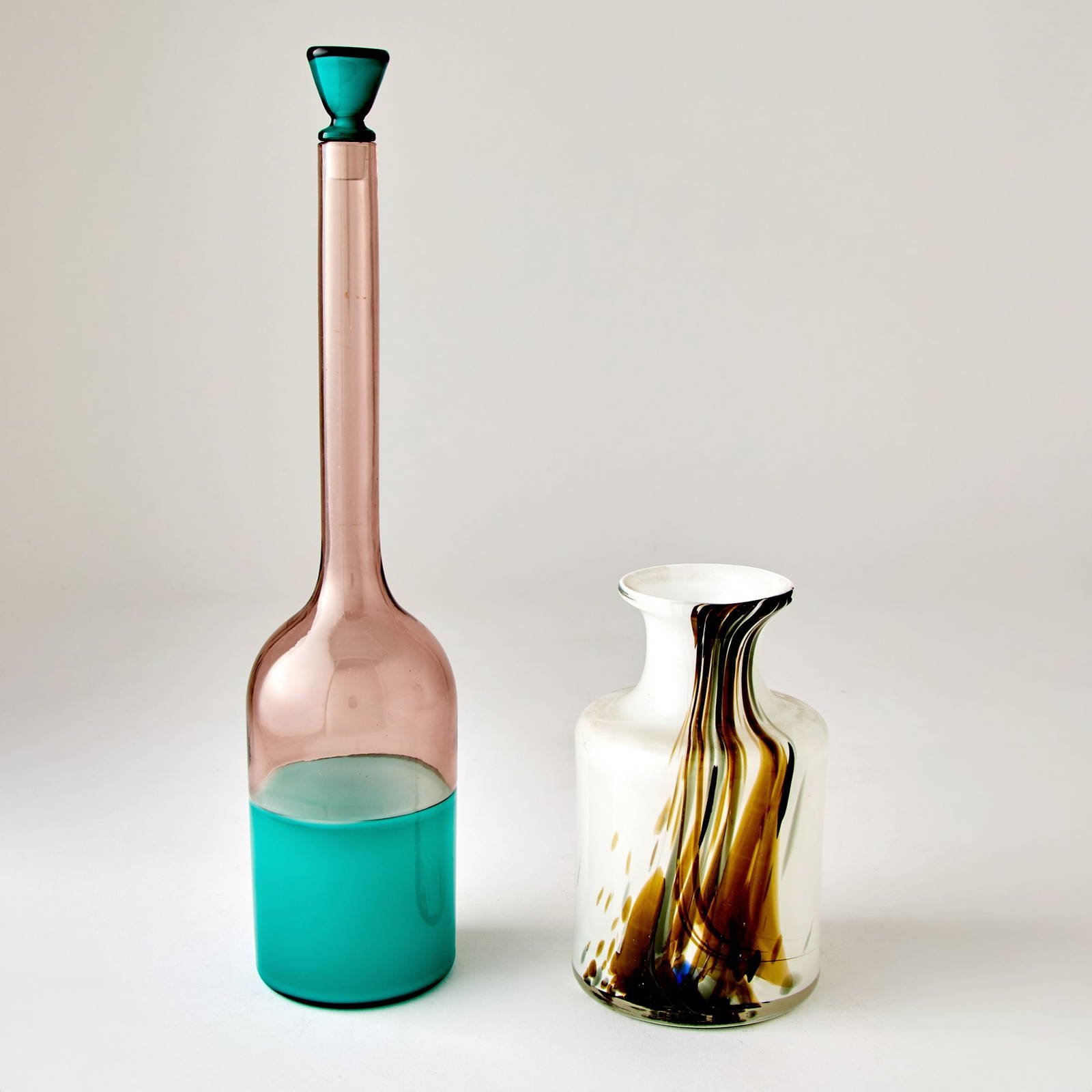 Venini Murano Blown Glass "incalmo" Bottle And Stopper Auction