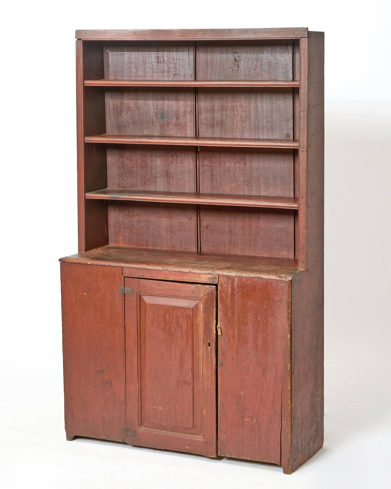 Red-painted Step-back Cupboard Auction