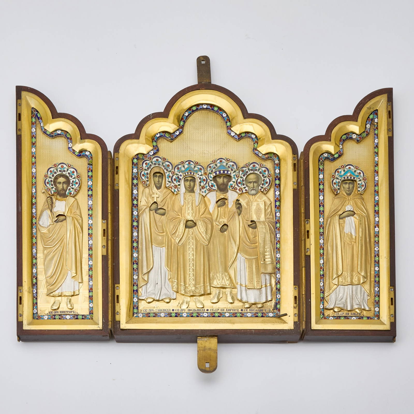 Russian Silver-gilt, Cloisonné And Champlevé Enamel Triptych Icon Auction