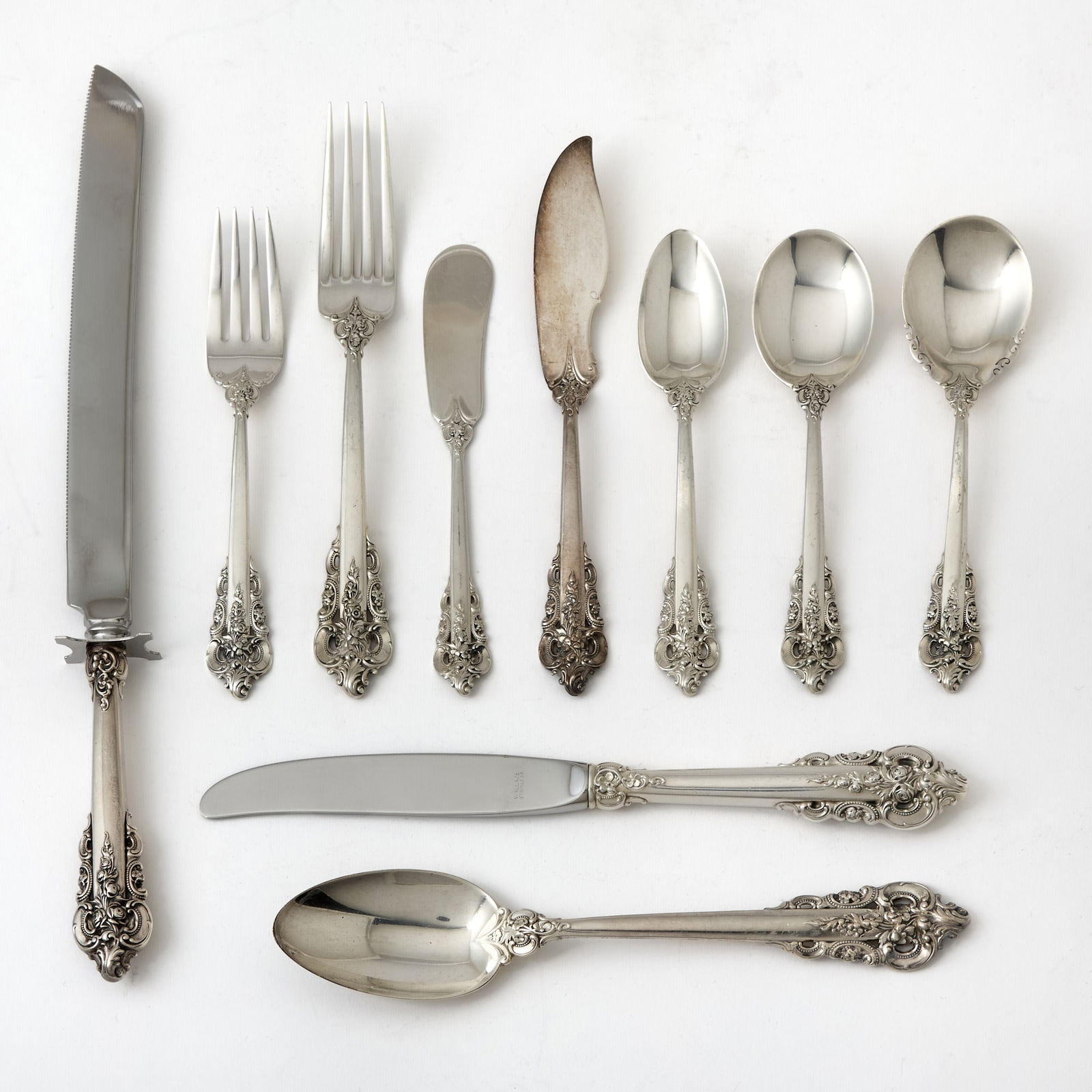 Wallace Sterling Silver 'grand Baroque' Pattern Part Flatware Service ...