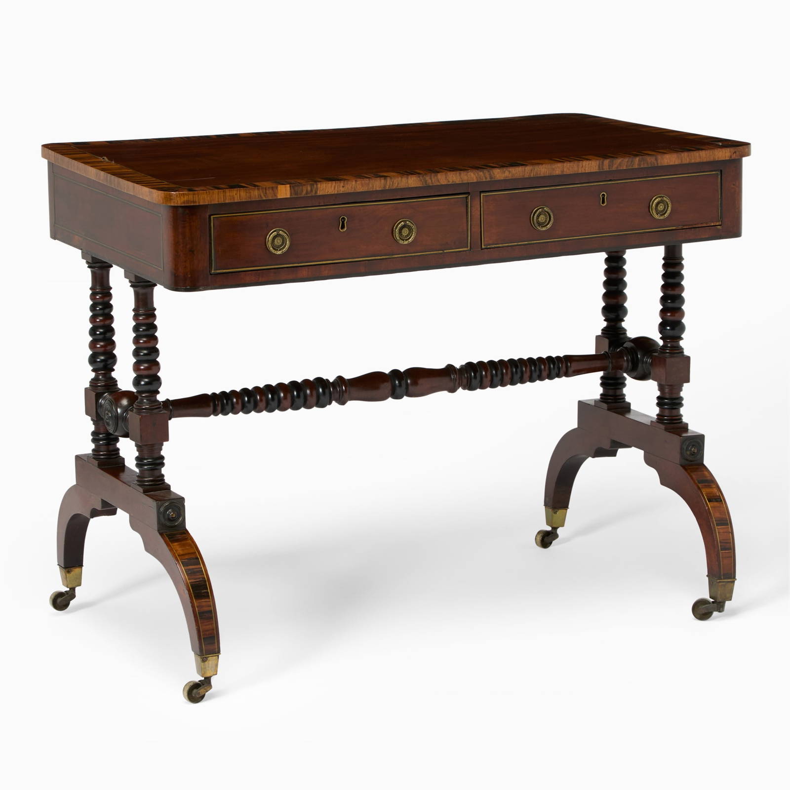 Regency Calamander Banded Mahogany Part-ebonized Brass-inlaid Sofa ...