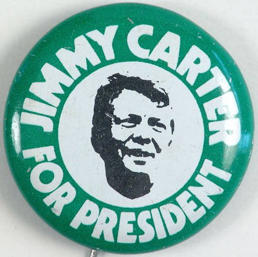Vintage 1970s Pin Back Jimmy Carter For President