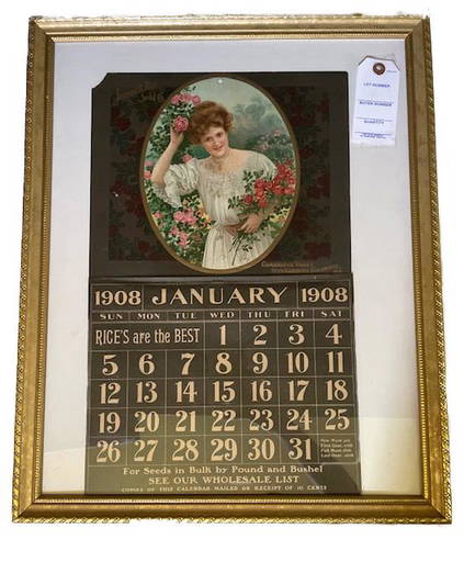 1908 CALENDAR PAGE FROM JEROME RICE SEED COMPANY - Sep 03, 2022 ...