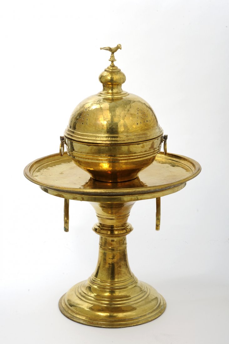 Lg. Turkish, Middle Eastern hand-hammered brass brazier