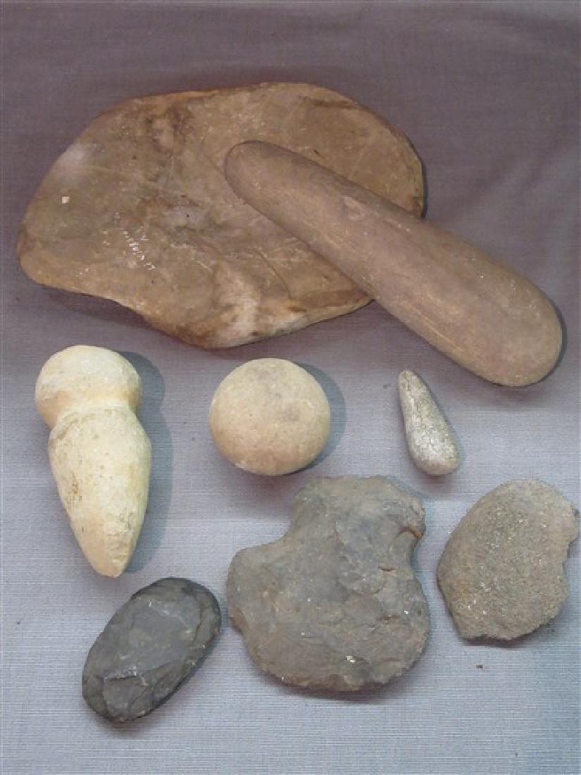 MIXED NATIVE AMERICAN STONE TOOLS & FISH HOOKS