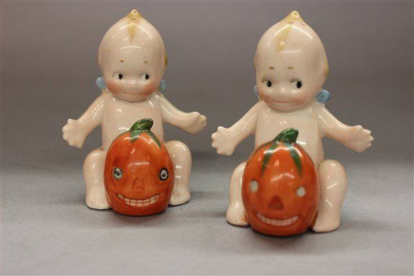 Two Kewpie W/ Pumpkin Shakers