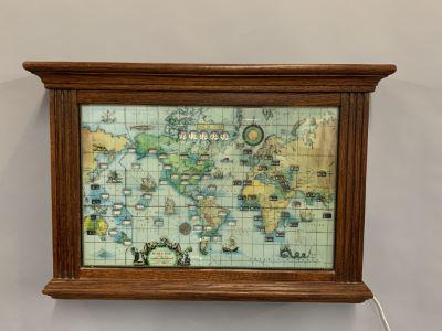 Solid Oak Vintage World Time Wall Clock