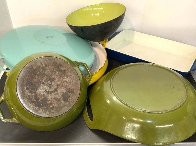 Danish Modern Enamel Cookware Lot