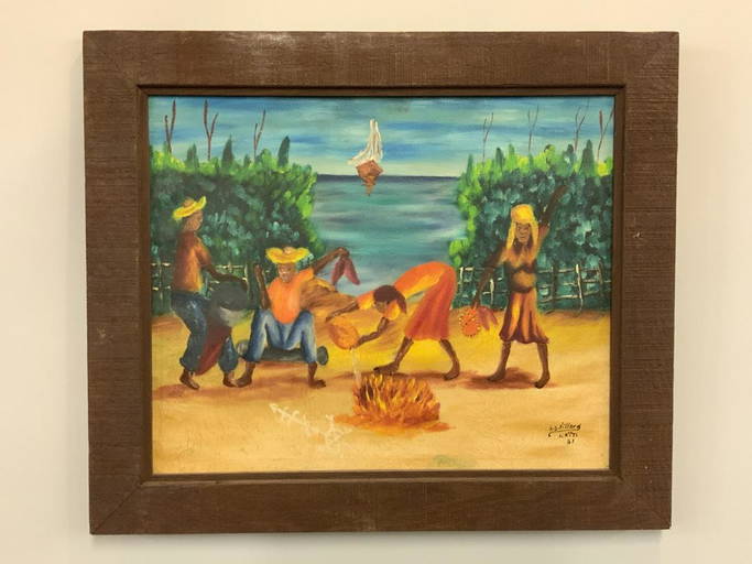 A.d. Villard Haitian Art Oil Painting