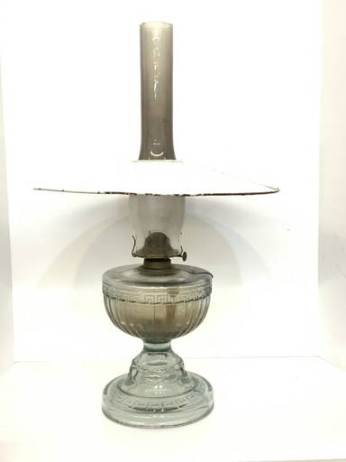 Antique Oil Lamp W/ Enameled Reflector
